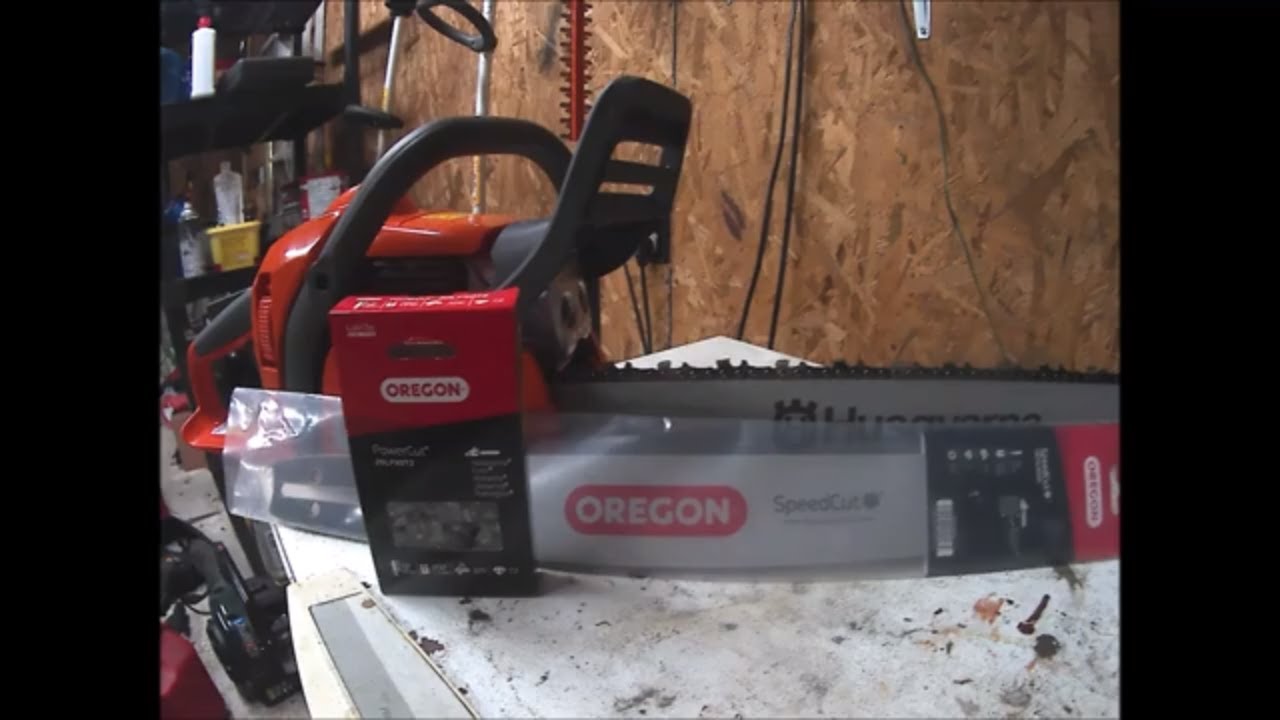 How to Change a chainsaws bar and chain husqvarna 440e-445 - YouTube