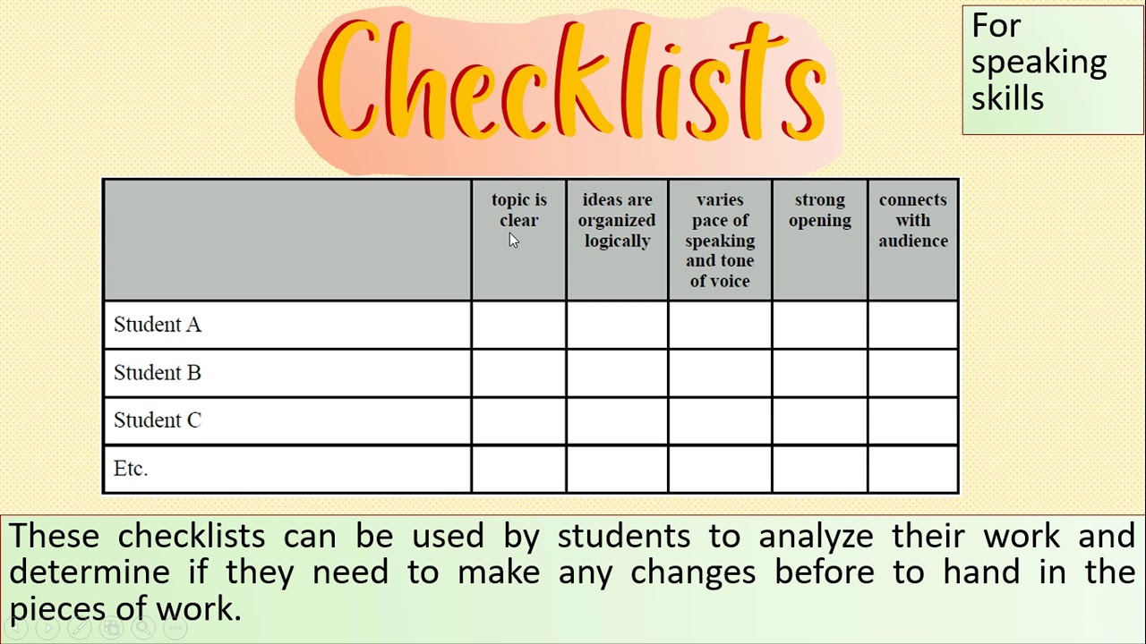 Checklist - Strategy for assessment - YouTube