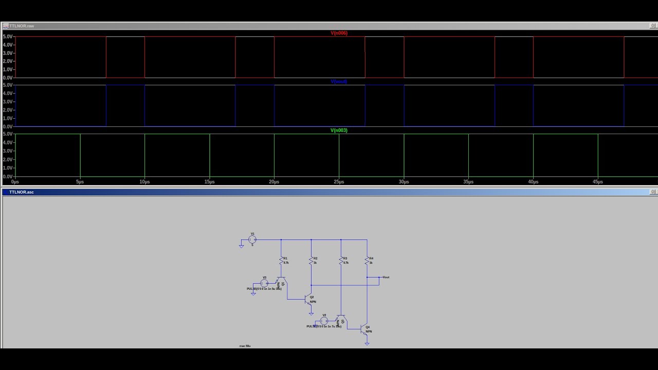 Electronic Basic 1:LTSpice Design And Simulate TTL NOR gate using BJT ...