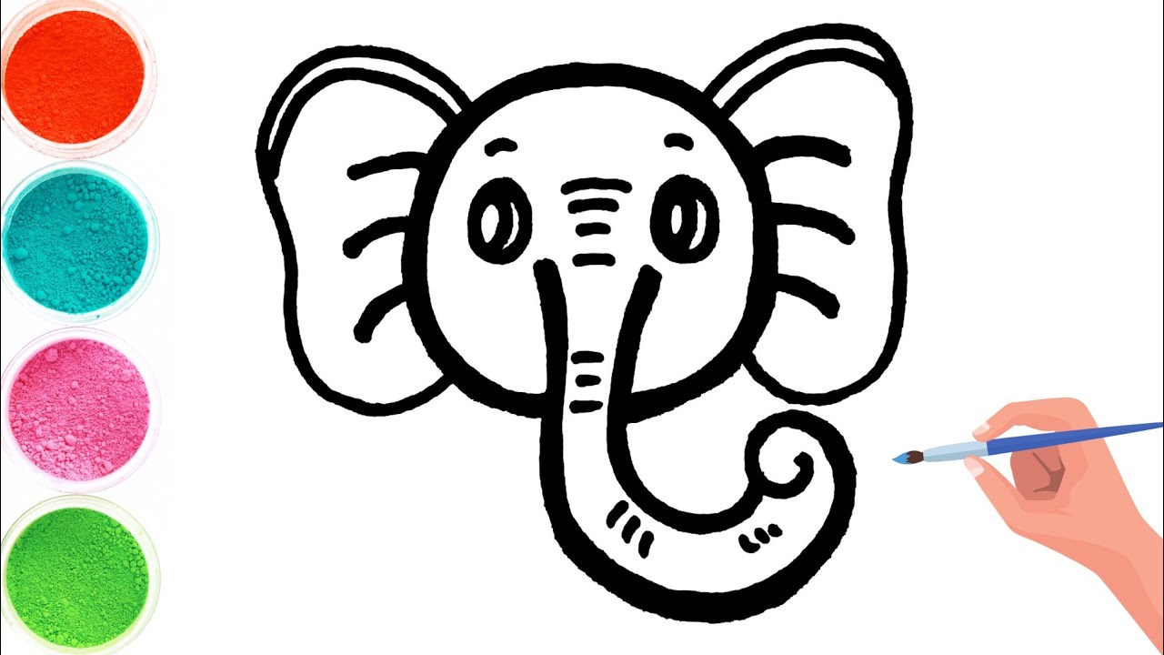 How to Draw Elephant Face | Drawing and Colouring for Kids and Toddlers ...