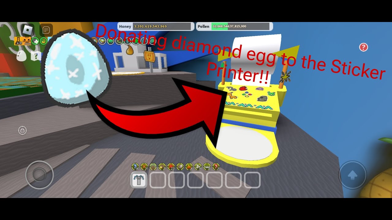 Donating diamond egg to the Sticker Printer!!! - YouTube