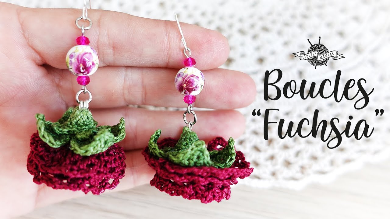 Crochet Bijoux "Fuchsia" | Tuto boucles d'oreille | earrings crochet ...