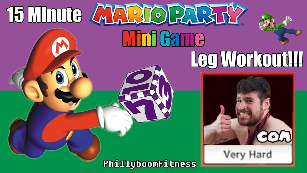 🟡⚪️🔴 15 Minute Mario Party Mini Game Leg Workout! No Equipment HIIT ...