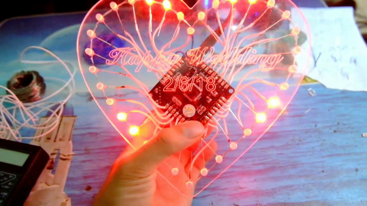 Diy mạch led trái tim 32 kênh mở rộng - YouTube