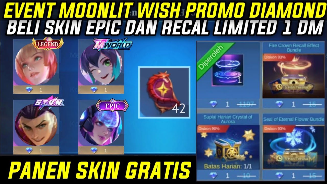 KLAIM SKIN LEGEND 1 DIAMOND - UPDATE EVENT MOONLIT WISH BELI SKIN DAN ...