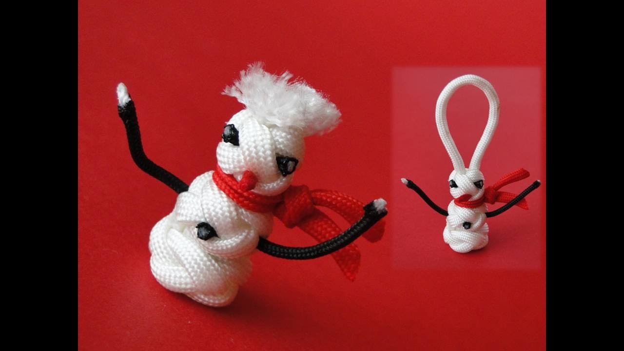 How To Make a Paracord Snowman Buddy/Keychain/Tree Ornament - YouTube