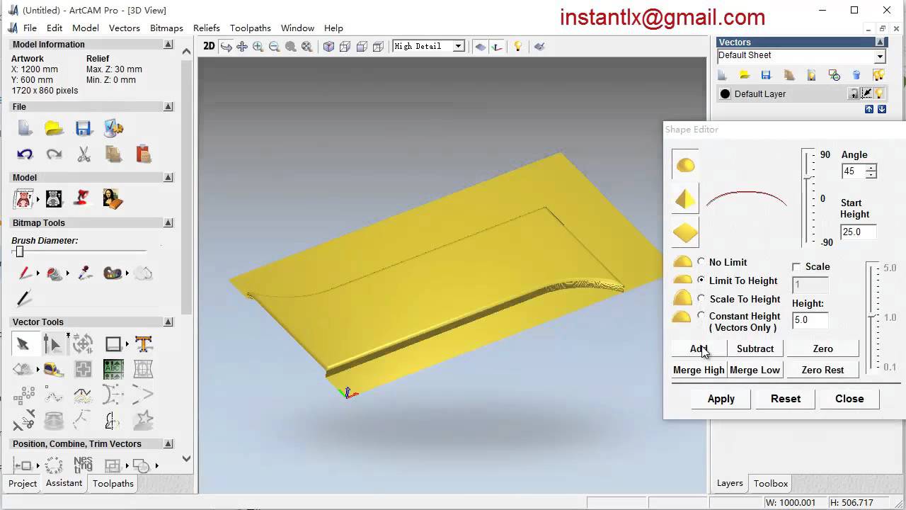 How to make angled plane relief in artcam, China cnc router, - YouTube
