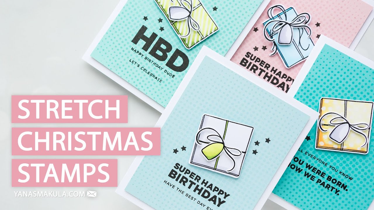 Stretch Your Christmas Stamps into Birthday Cards - YouTube