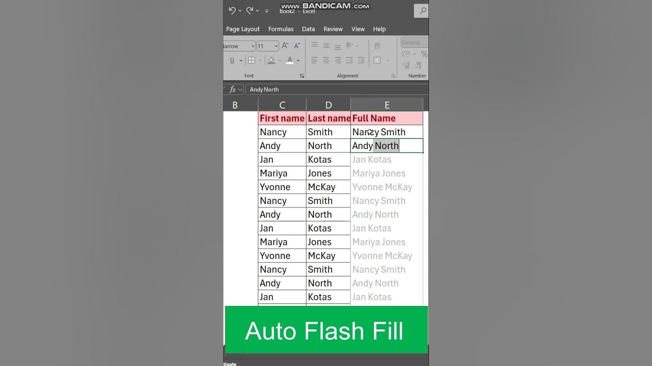 Flash Fill- Full Name- Excel tips & Tricks @BestExcel #exceltech #excelshortcuts - YouTube