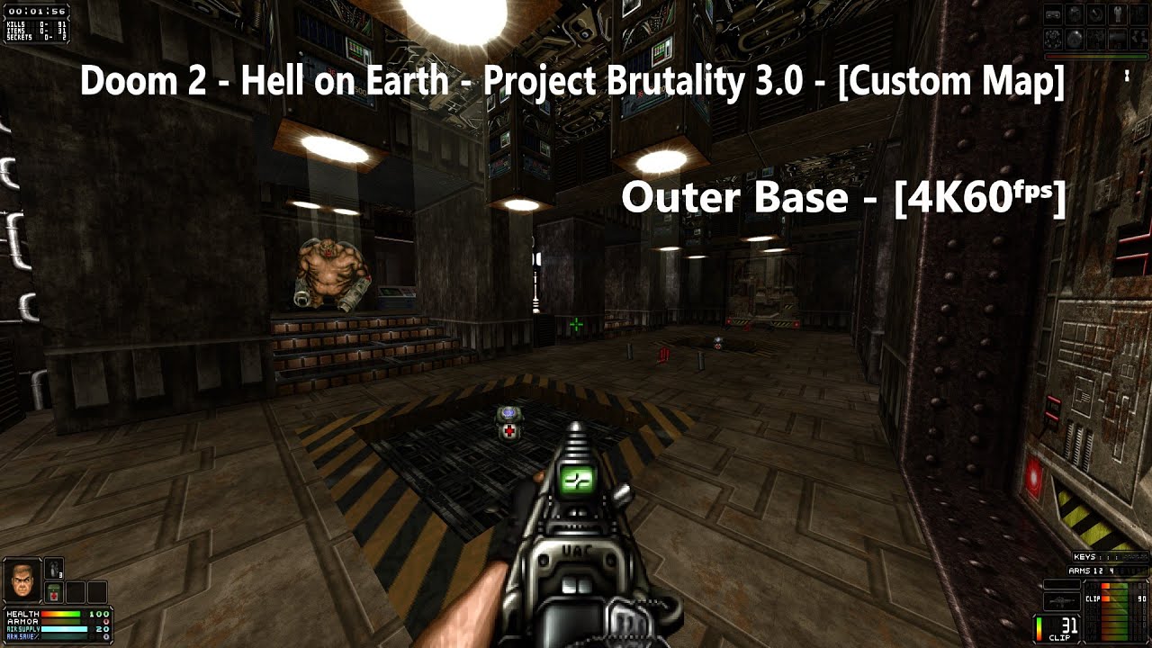 Doom 2 - Project Brutality 3.0 - Map: #397 - Outer Base - [4K60ᶠᵖˢ] - YouTube