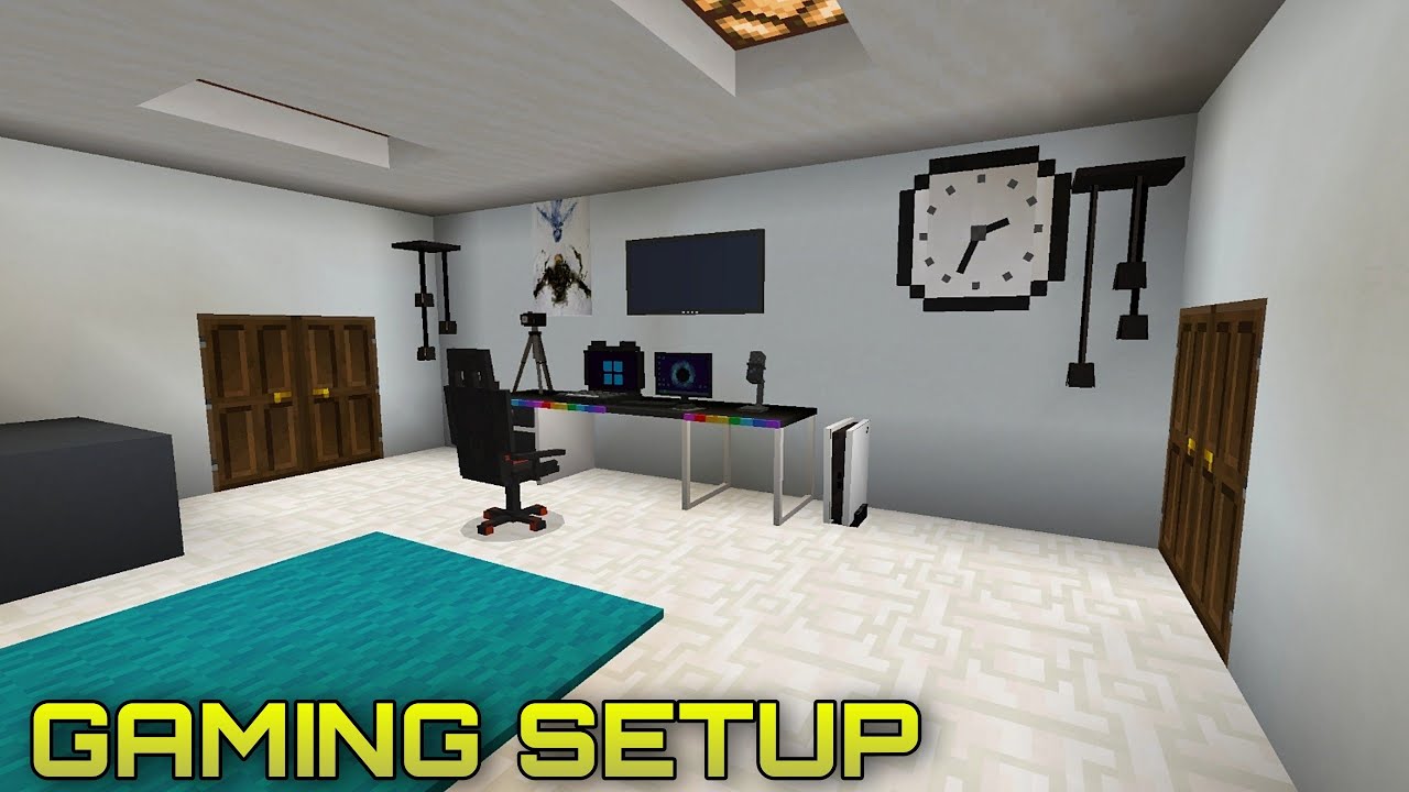 Gaming Setup In Minecraft Pe | Furniture Addon for minecraft pe - YouTube
