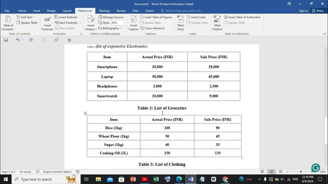 How To Create a List Of Table In MS Word Quickly - YouTube