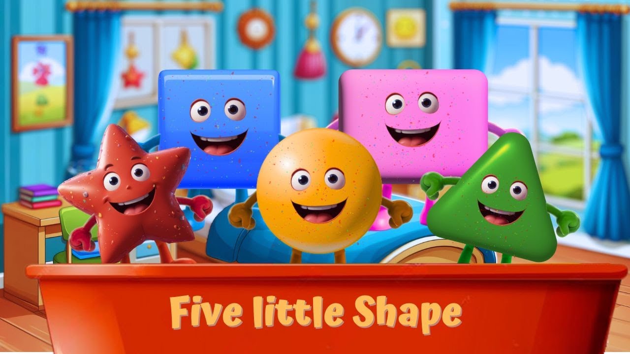 Five Little Shapes Jumping On The Bed | Nursery Rhyme for Kids ...