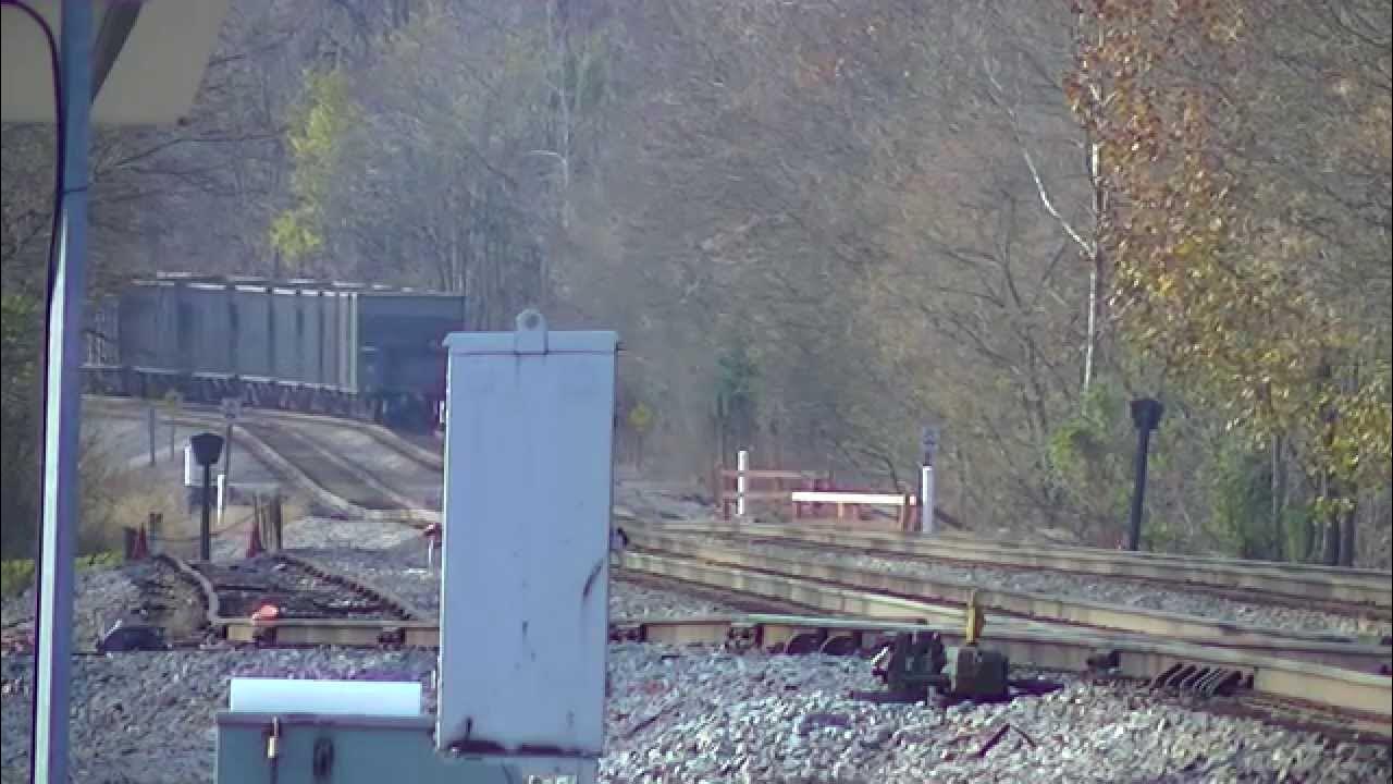 NS Train 619 (? 69R) climbs the grade leaving Elliston, Virginia - YouTube