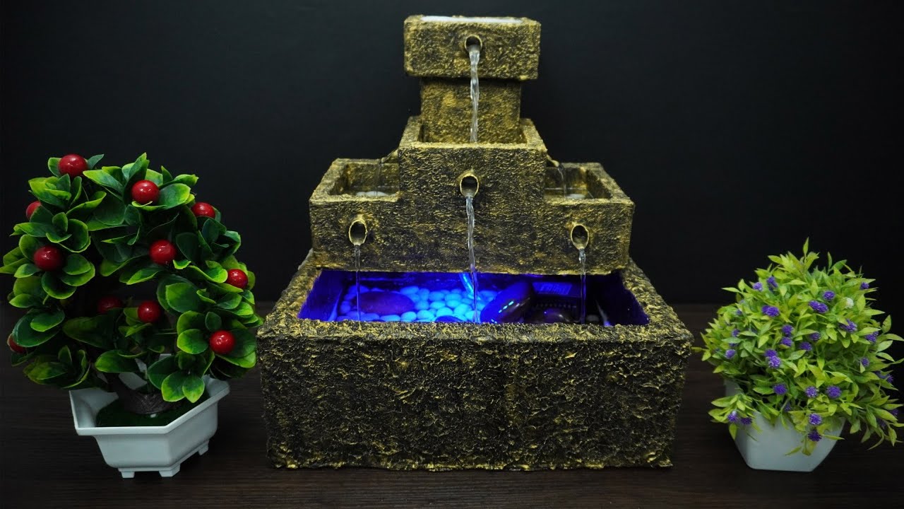 How to Make Amazing Tabletop Fountain at Home | Beautiful Waterfall ...