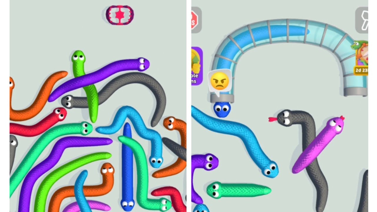 Brain game|Tangled snake puzzle game|Level 61-62 with challenge stages ...