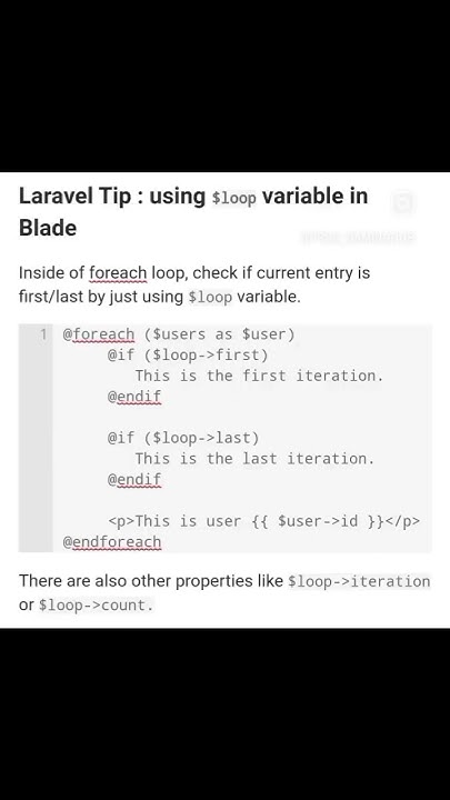 Laravel Tip Using Loop Variable In Blade Laravel Youtube 9615