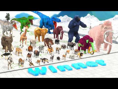Incredible Race 40 Wild animals vs Prehistoric Mammals Speed Race Run Challeng Who Will Win ARBS