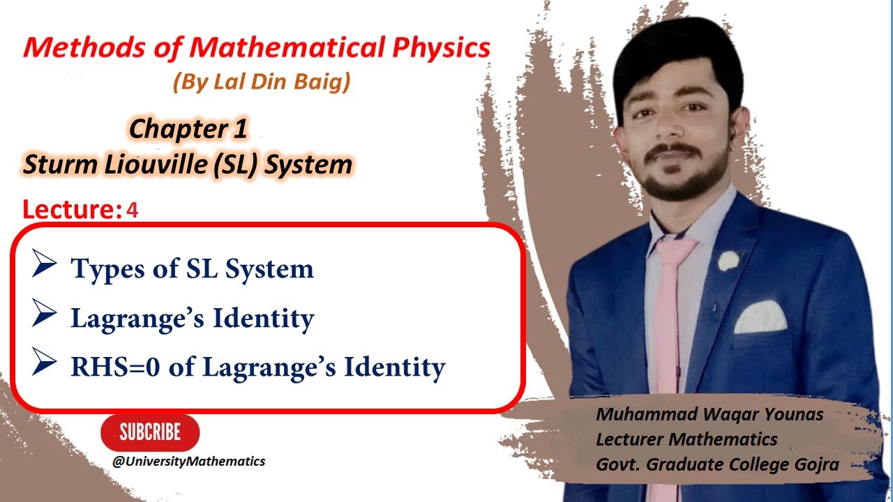 Types of SL system and Lagrange's Identity | Lecture4 - YouTube