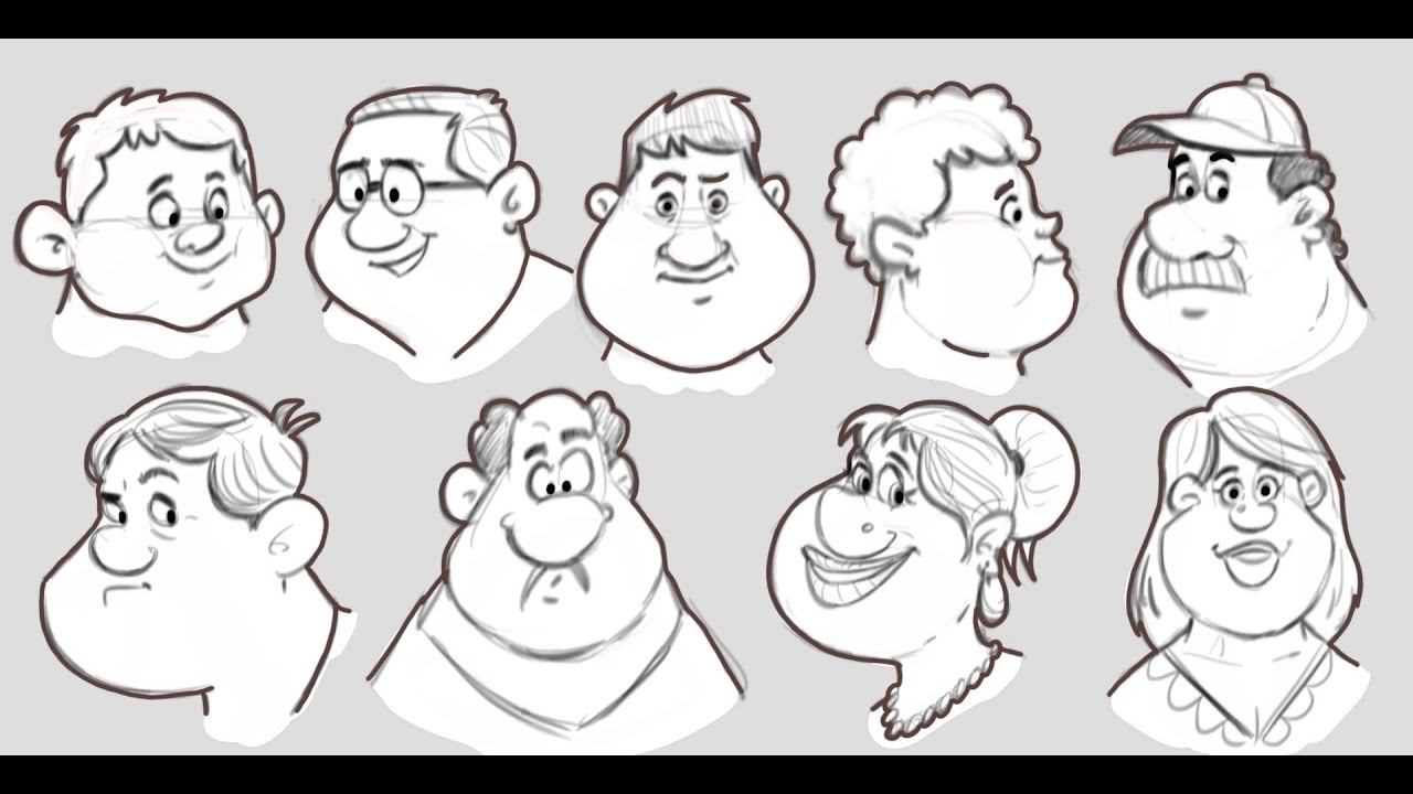 How to draw Fat Cartoon Character Part-1 Face| Character Design ...