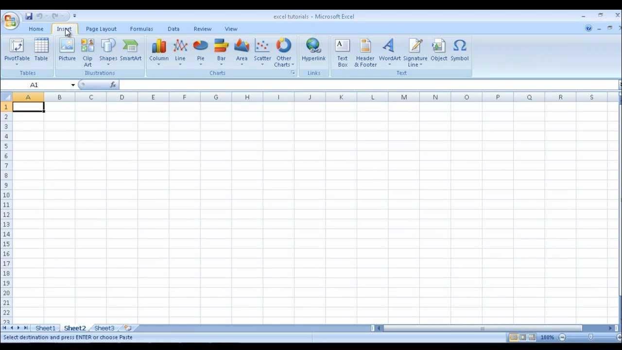 Learn Excel 2007 Tutorials Part1 Understanding Insert Menu and Tool bar Options - YouTube