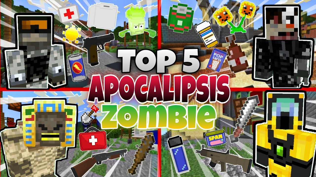 🧟TOP 5 MEJORES MODS/ADDONS de APOCALIPSIS ZOMBIE para MINECRAFT PE (1. ...