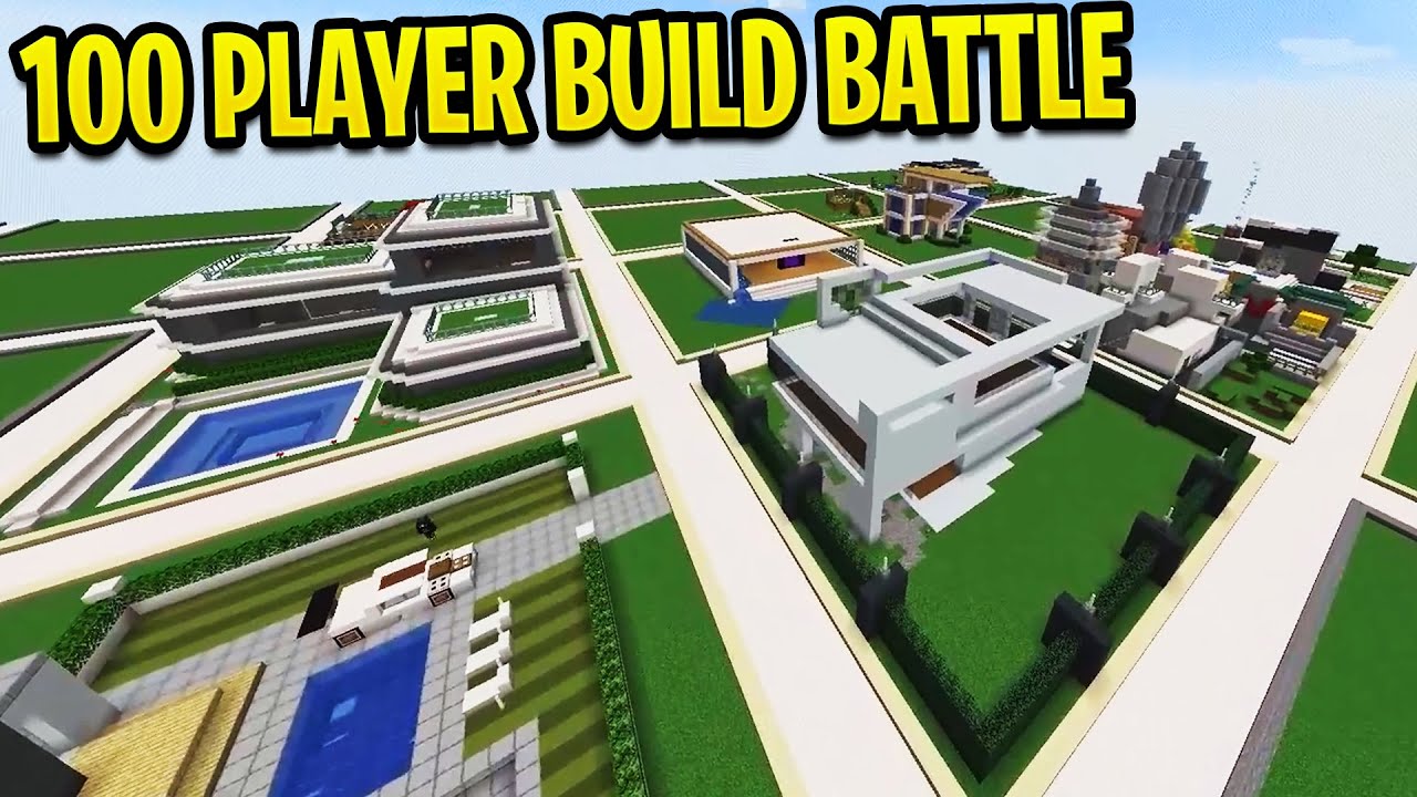 Minecraft 100 Player LUXURY HOUSE Build Battle! - YouTube