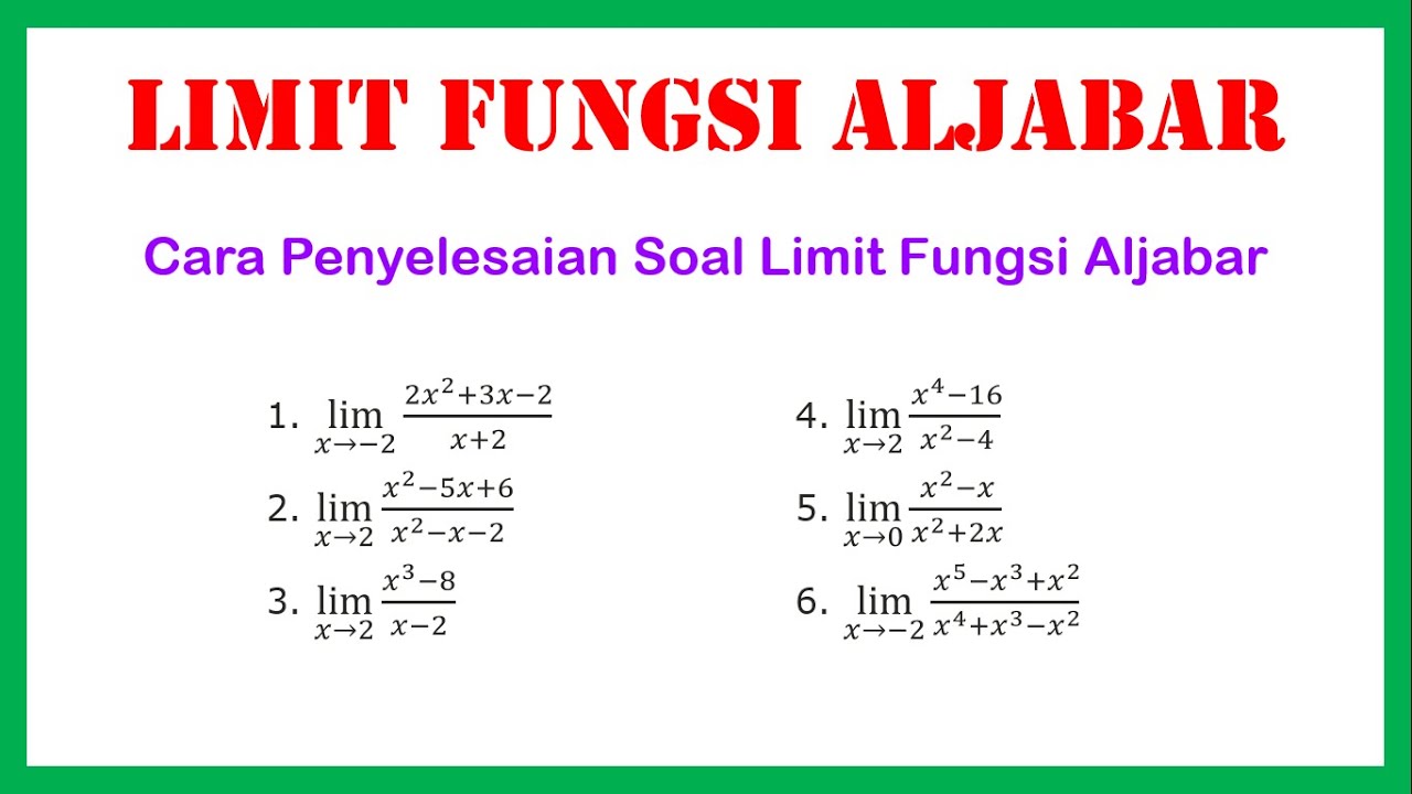Pembahasan Soal Limit Fungsi Aljabar (Matematika SMA) - part 1 - YouTube