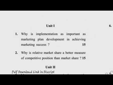 2019 MBA 2nd Sem Marketing Management Question Paper - YouTube