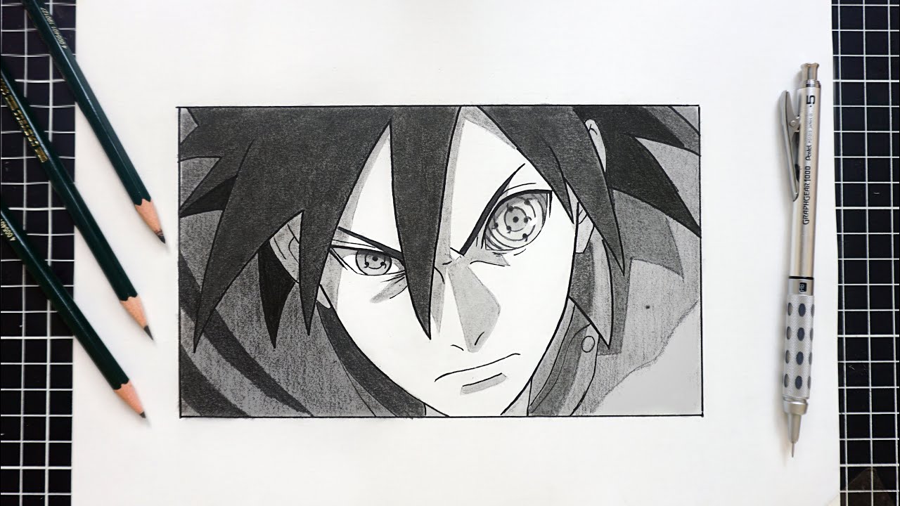 How to Draw SASUKE UCHIHA Easy | Rinnegan Eye (step by step) - YouTube