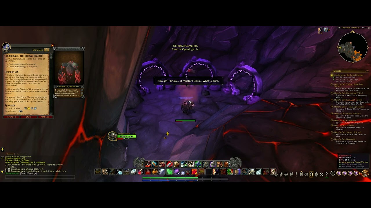 World of Warcraft: Cindermaul, the Portal Master - Quest ID 25599 ...