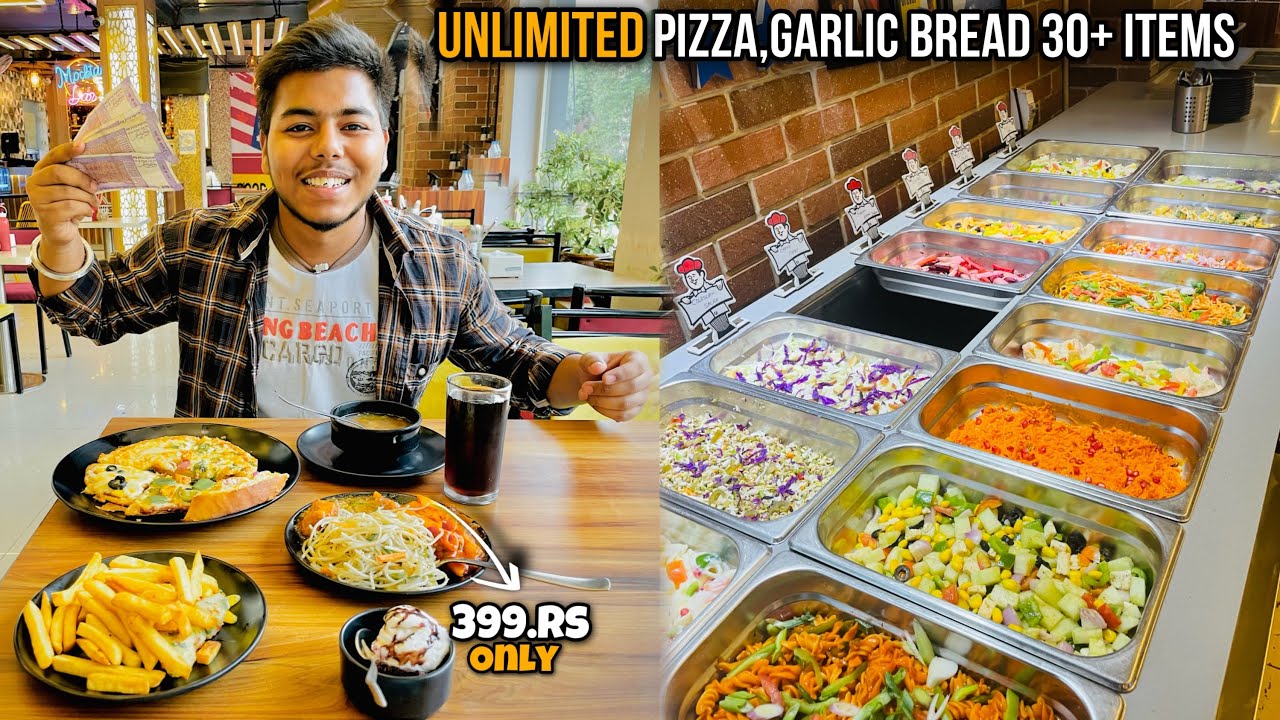 Unlimited pizza, garlic bread 30+ items 😱😱in just 399/-Rs at uncle john ...