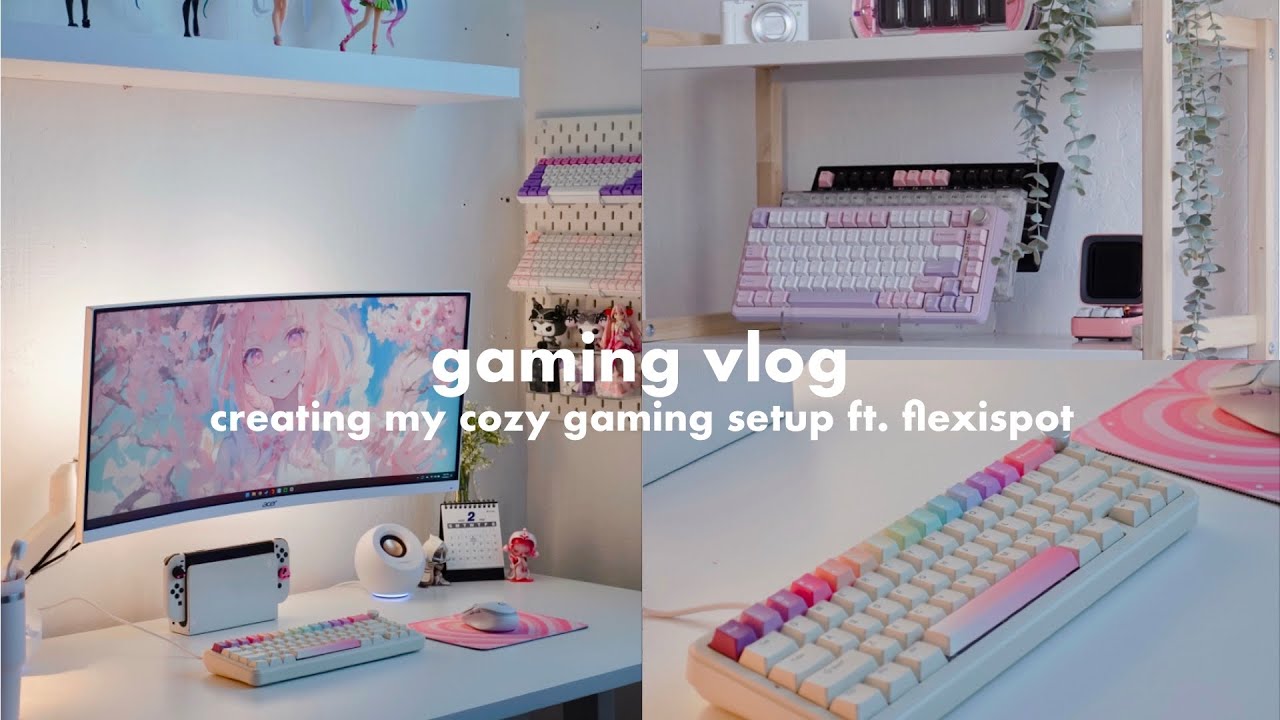 gaming vlog 🌧️🎮| creating my dream cozy gaming setup ft. flexispot ...