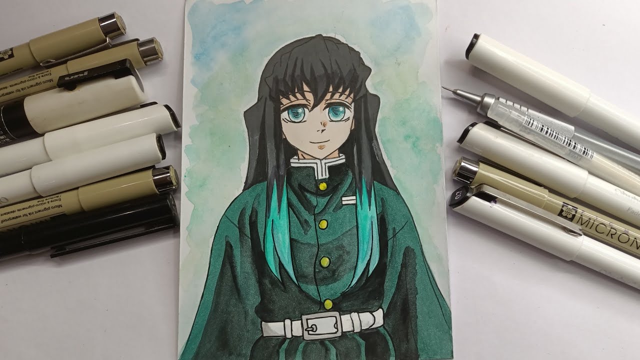 Full coloring process of muichiro tokito || Demon slayer || Kimetsu no ...
