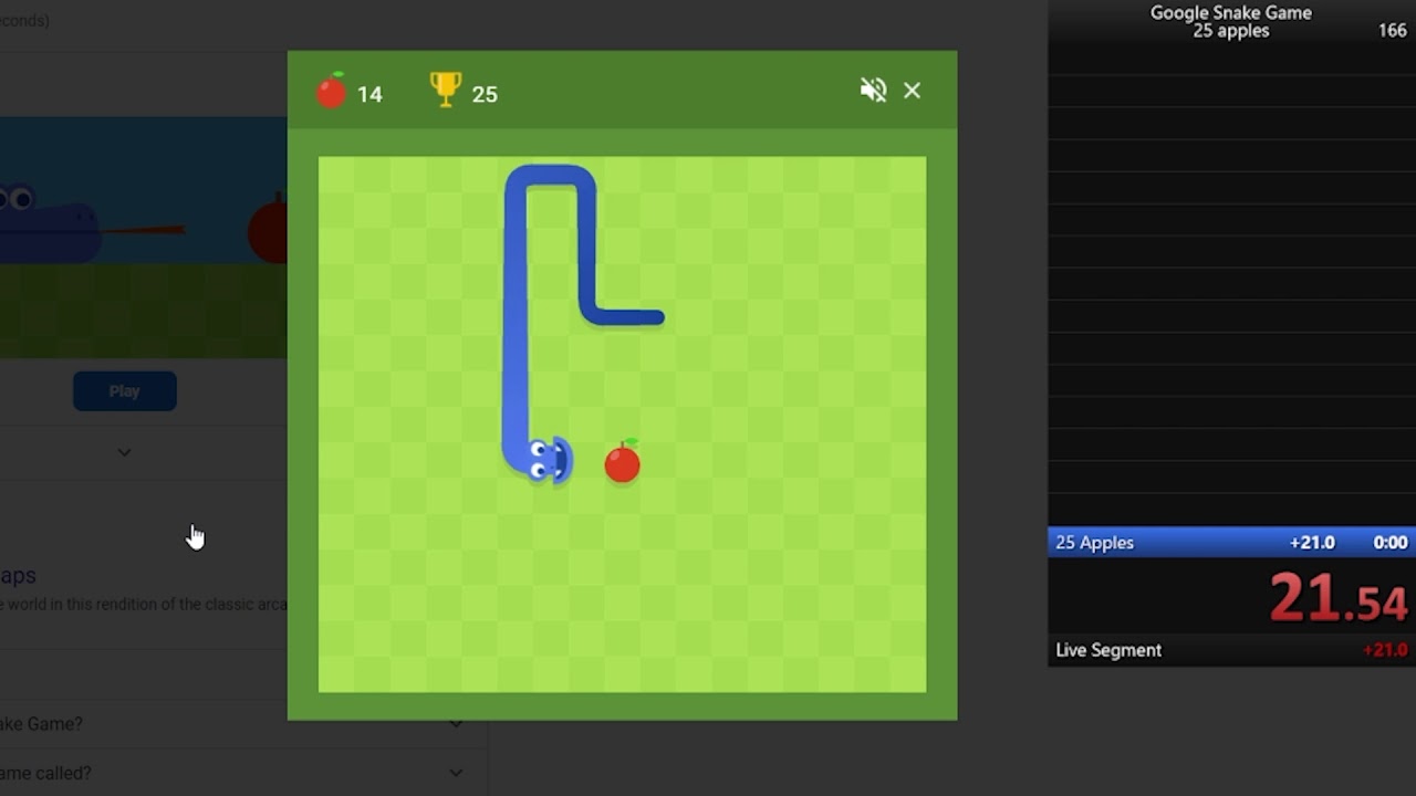 Google Snake Classic 25 Apples in 36 72 PB top 100 - YouTube