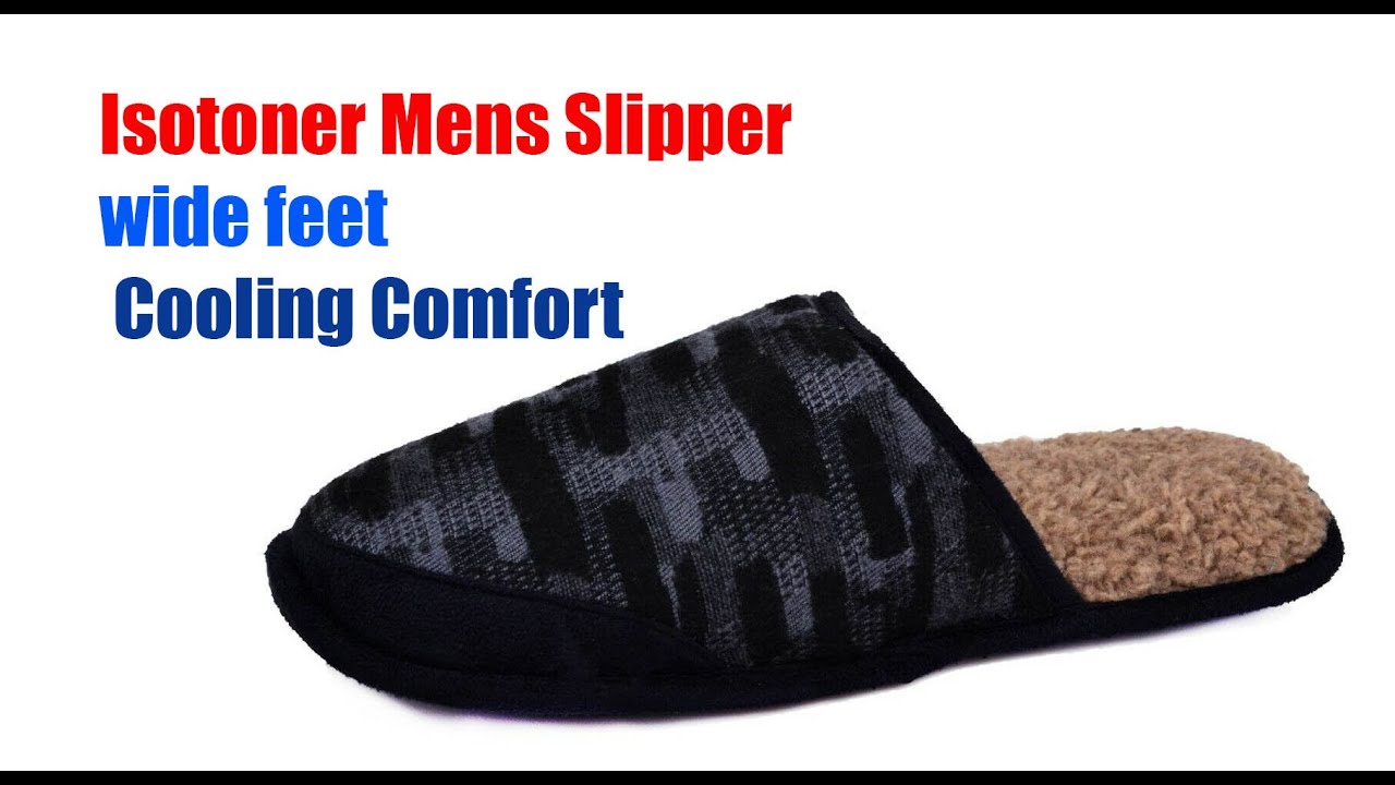 isotoner Men's Slippers With Memory Foam Indoor outdoor English - YouTube