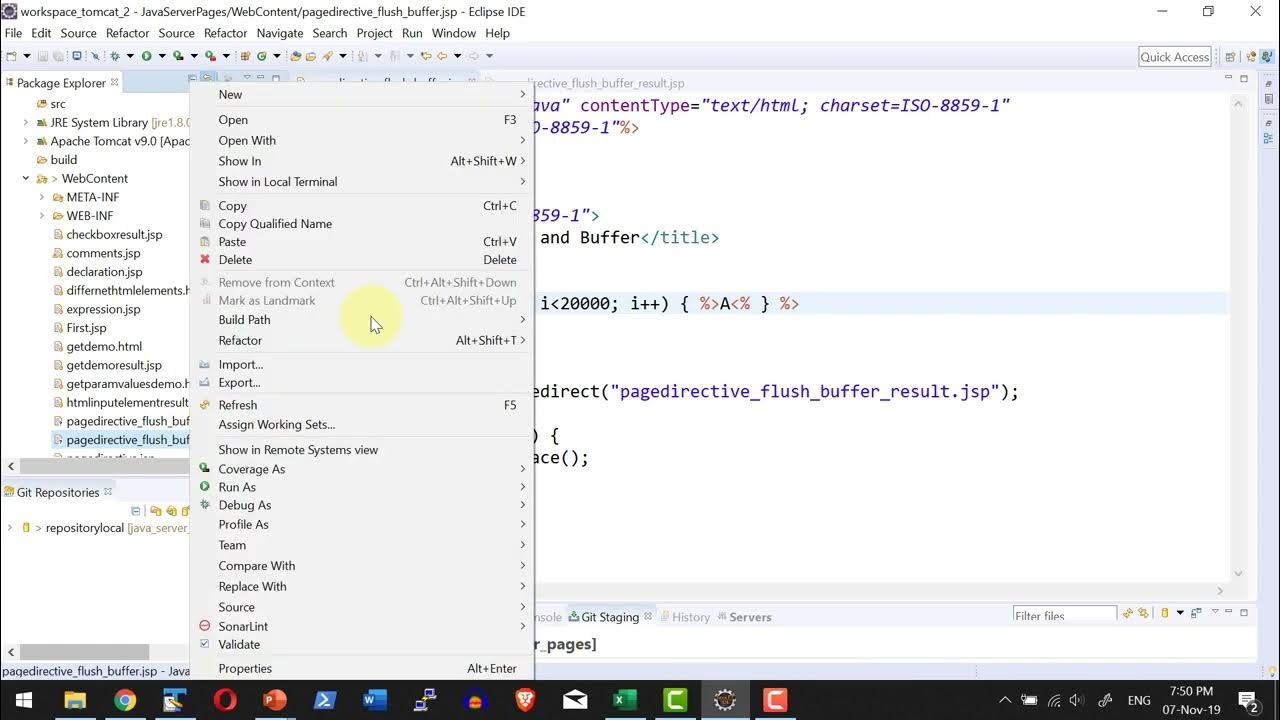 Apache Tomcat - JSP - Servlet - Directive Page directive autoflush buffer - Video 31 - YouTube