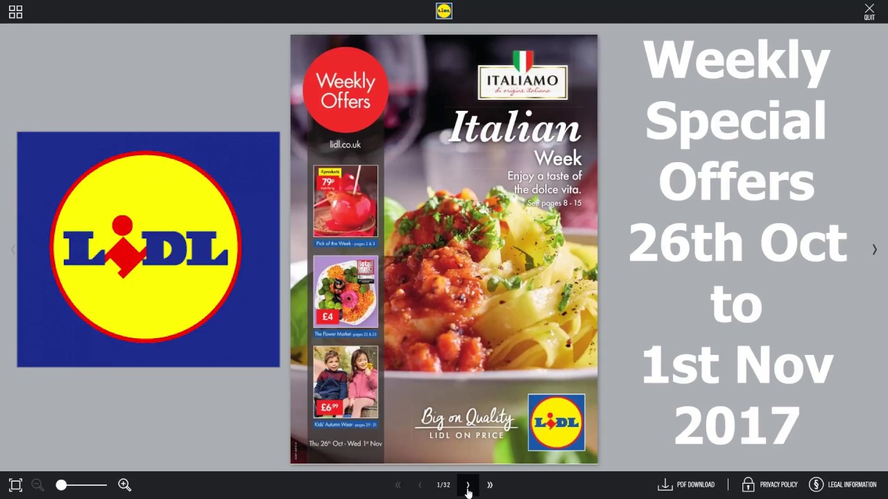 LIDL Weekly Offers ITALIAN Week October 26th To November 1st 2017 - YouTube
