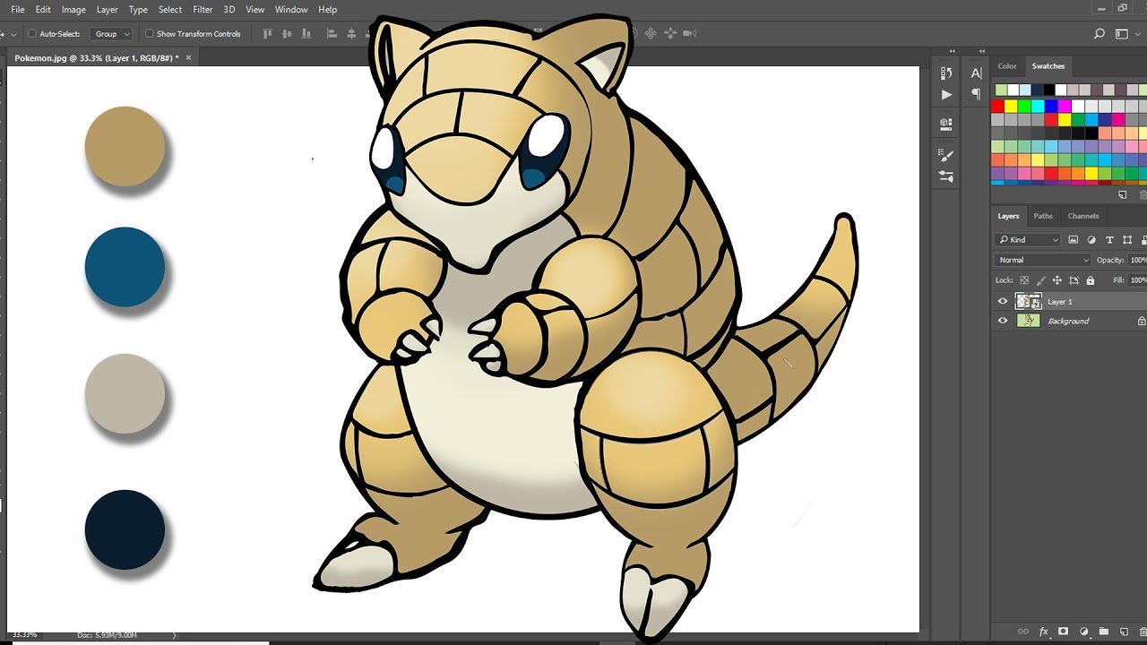 How to Draw & Color Sandshrew - YouTube