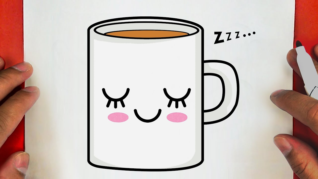 CÓMO DIBUJAR UN LINDO CAFÉ CALIENTE Y UNA BEBIDA PARA DORMIR, PASSO A ...