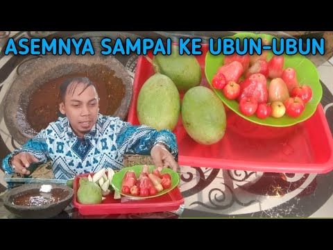 RUJAK BUAH CERI JAMBU AIR MANGGA MUDA MUKBANG PEDAS - YouTube