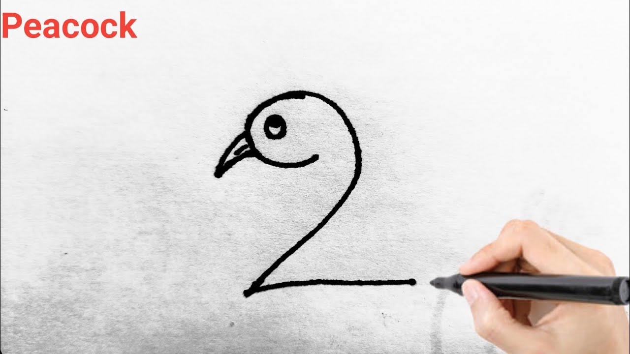 How To Draw Peacock From 2 Numbers/Peacock Drawing Step By Step/Peacock ...