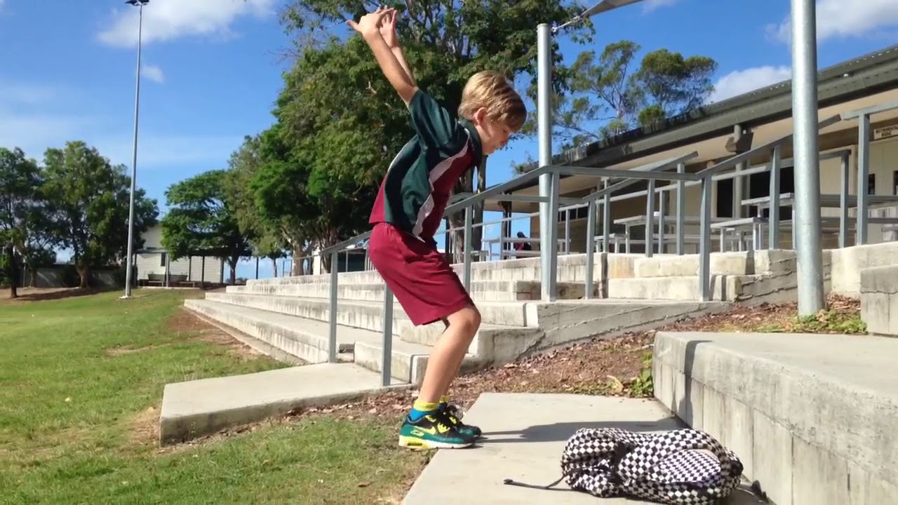Kid does backflip at school - YouTube
