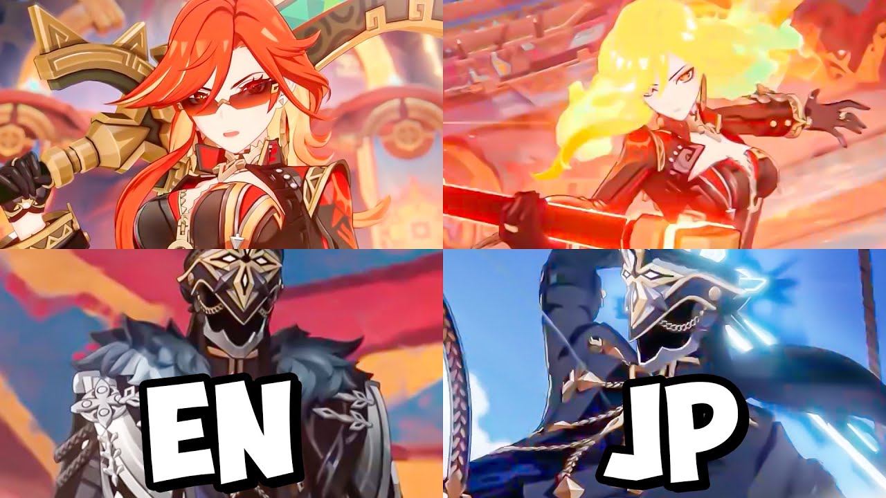 ENG VS JPN "Battle Voice" CAPITANO & MAVUIKA Genshin Impact 5.0 | Pyro ...