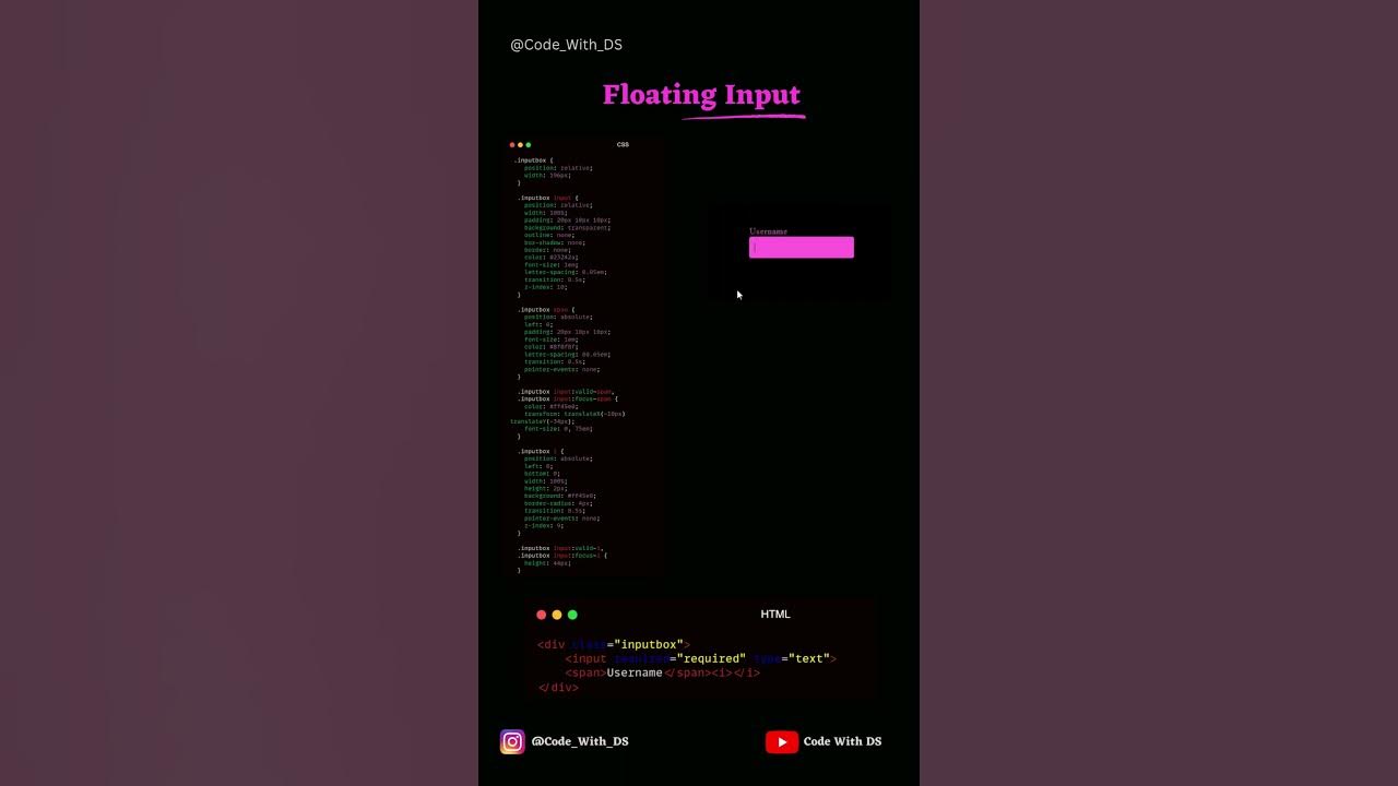 || Floating input label || HTML || CSS #input #shorts - YouTube
