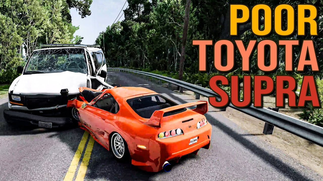 How to crash and destroy Toyota Supra | BeamNG Drive - YouTube
