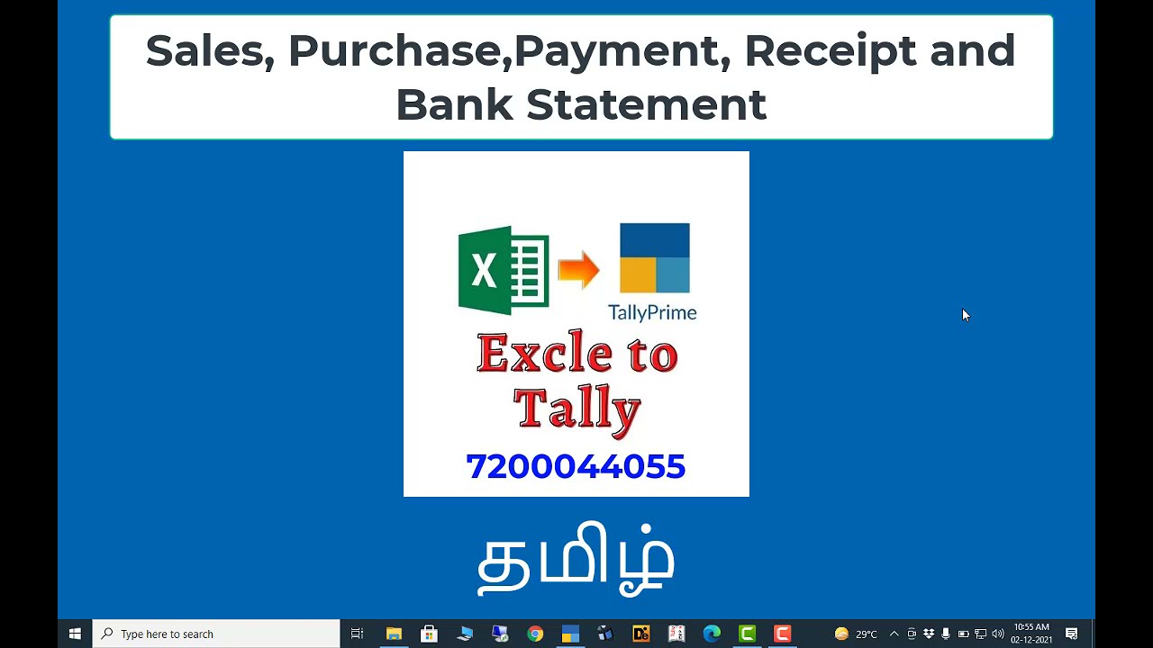 Excel To Tally ERP 9 | Tally Prime Bank Statement Import Tamil - YouTube