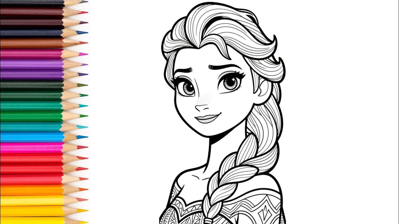 How to coloring Elsa frozen for kids and toddlers - YouTube
