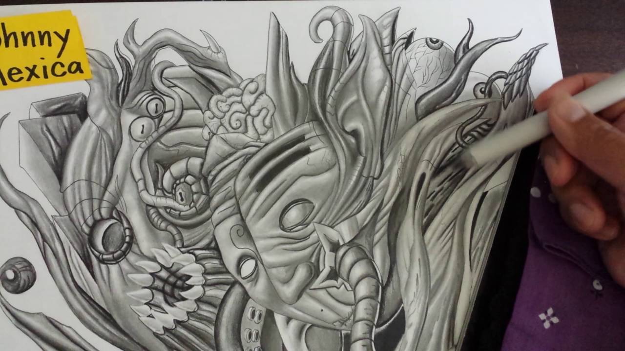Creating custom macabre tattoo designs - YouTube