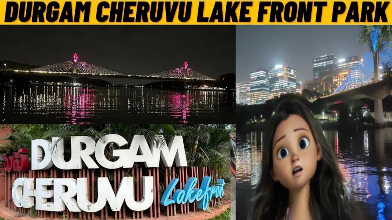 Durgam Cheruvu Secret Lake Front park ||Night view ||cable bridge ...